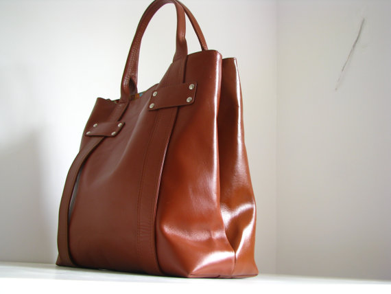 Large Tan Leather Tote on Luulla